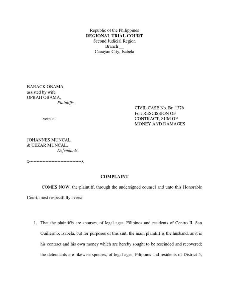 Civil Complaint | PDF | Lawsuit | Complaint