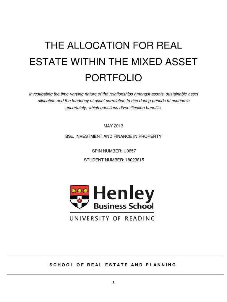 The Allocation For Real Estate Within The Mixed-Asset Portfolio | PDF ...