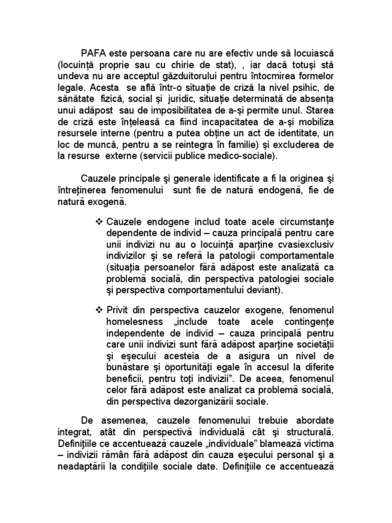 Persoane Fara Adapost | PDF