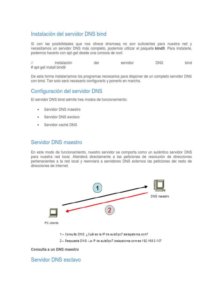 Instalación Del Servidor DNS Bind | PDF | sistema de nombres de dominio | Servidor web