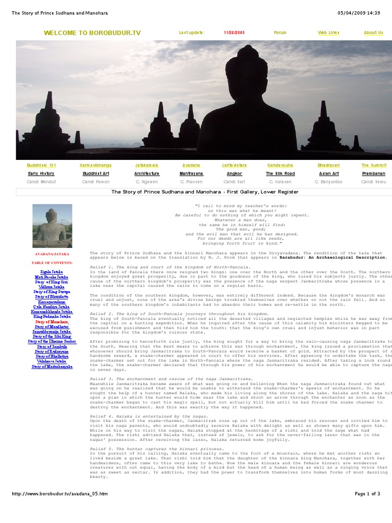 The Story of Prince Sudhana and Manohara | PDF | Religion And Belief