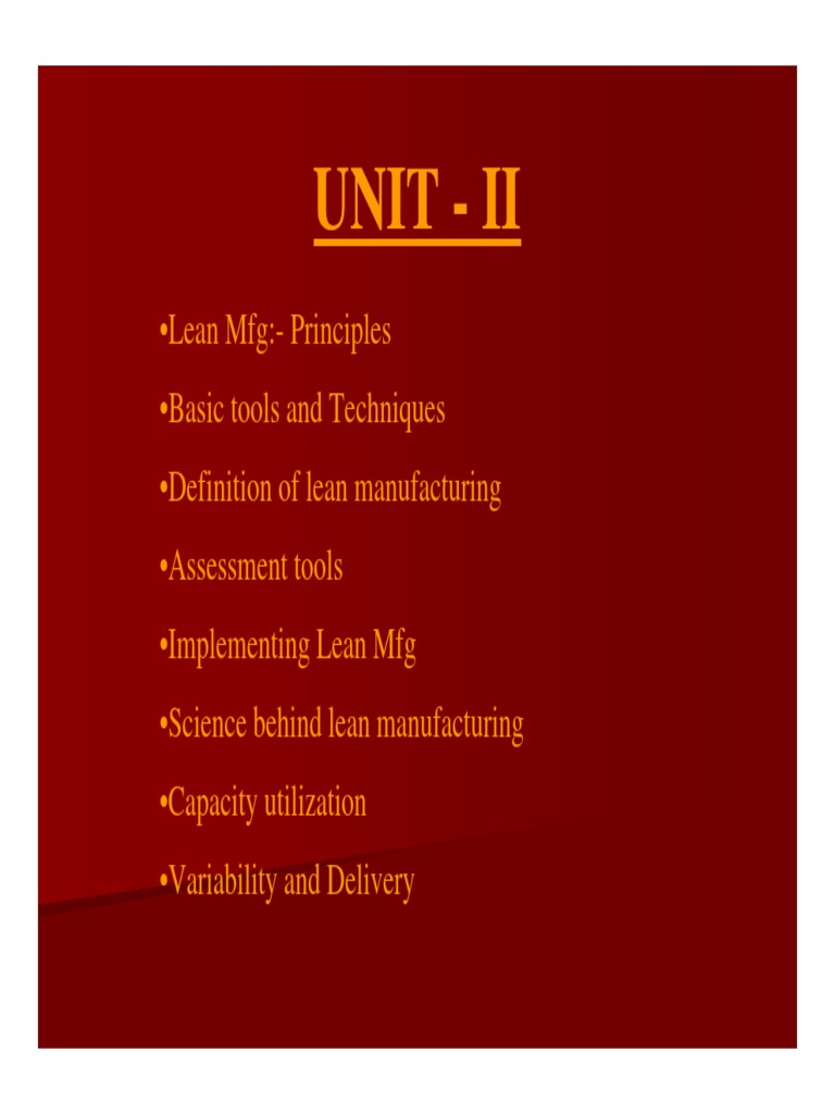 Lean Manufacturing Essentials | PDF | Lean Manufacturing | Capacity Utilization