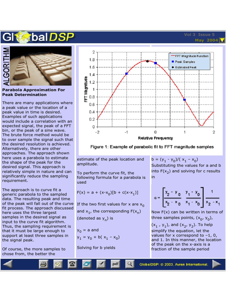 Parabola Approximation For Peak Detection | PDF | Sampling (Signal Processing) | Fast Fourier ...