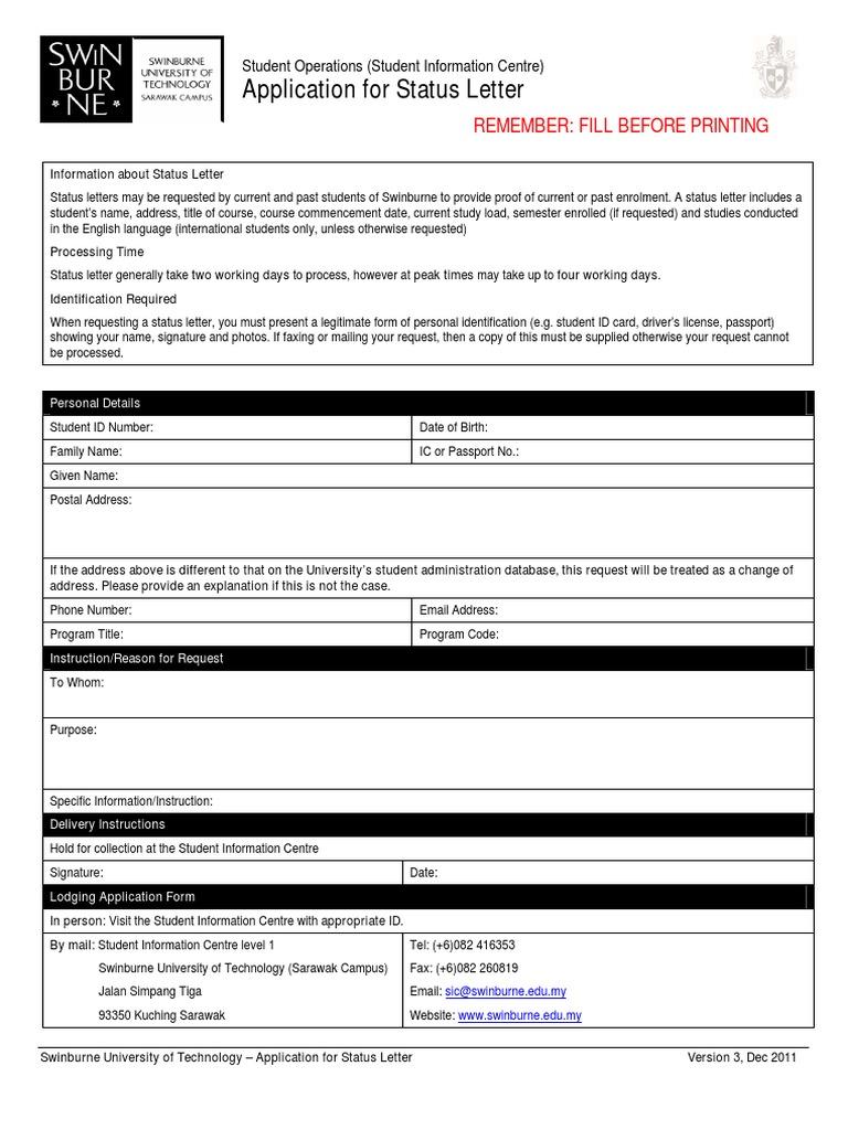Status Letter Request Guide | PDF