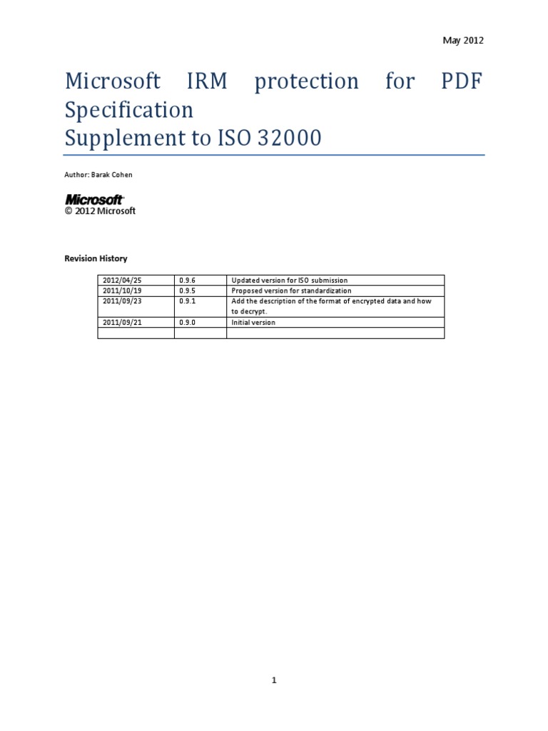 Microsoft IRM Protection For PDF Specification (Supplement To ISO 32000 ...