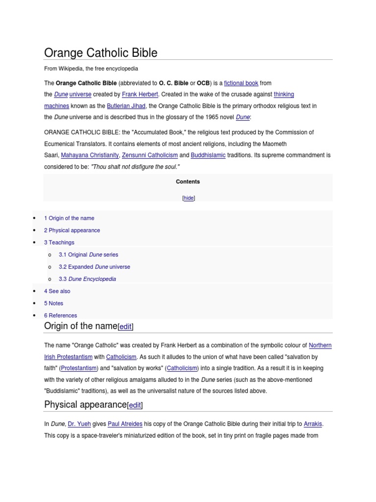 Orange Catholic Bible | PDF | Dune (Franchise) | Transhumanist Books