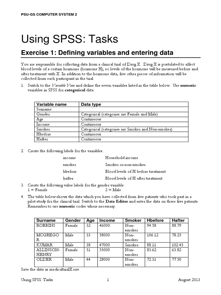 Spss Intro Tasks | PDF | Spss | Student's T Test