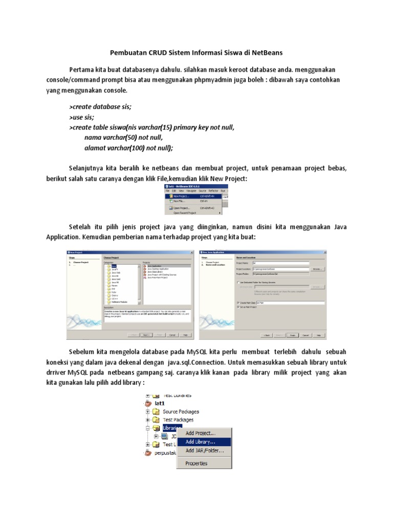 Pembuatan CRUD Sistem Informasi Siswa Di NetBeans | PDF