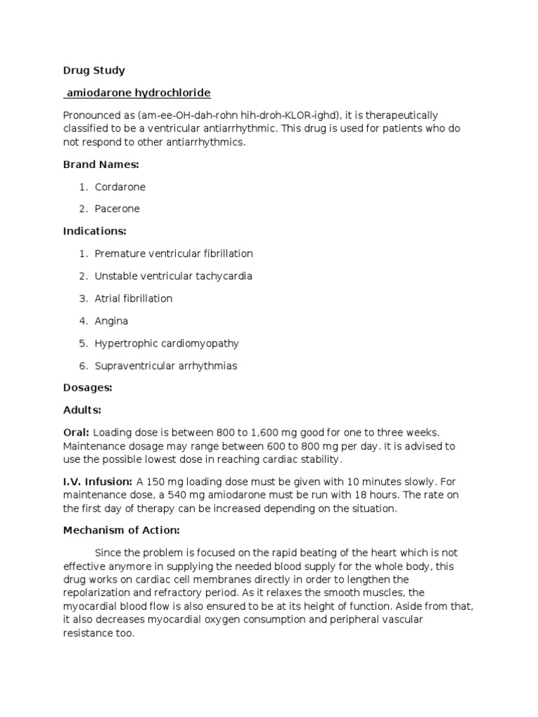 Amiodarone Hydrochloride Drug Study | PDF | Cardiovascular System ...