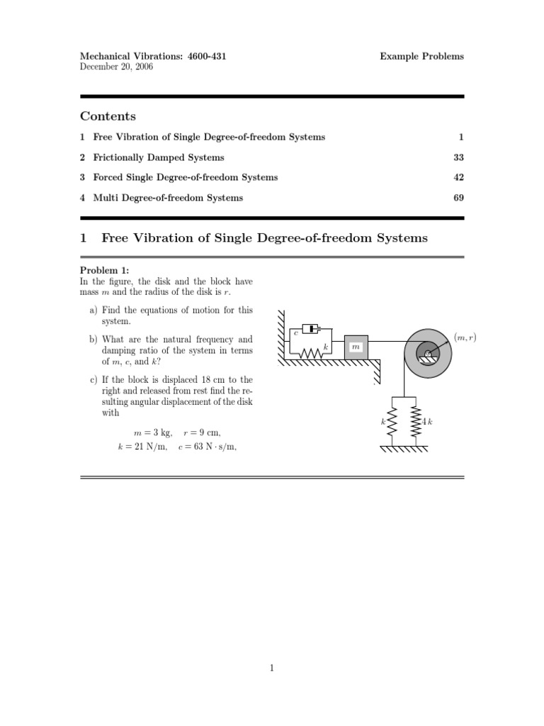 Mechanical Vibration Solved Examples | PDF | Friction | Force