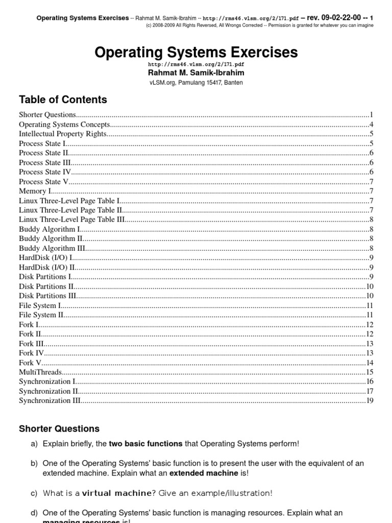 Operating Systems Exercises Pdf Pointer Computer Programming Operating System