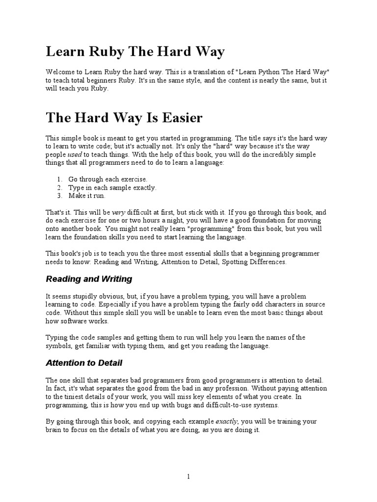 Learn Ruby - The Hard Way | Download Free PDF | Software Development ...