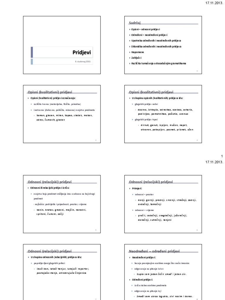 Pridjevi | PDF