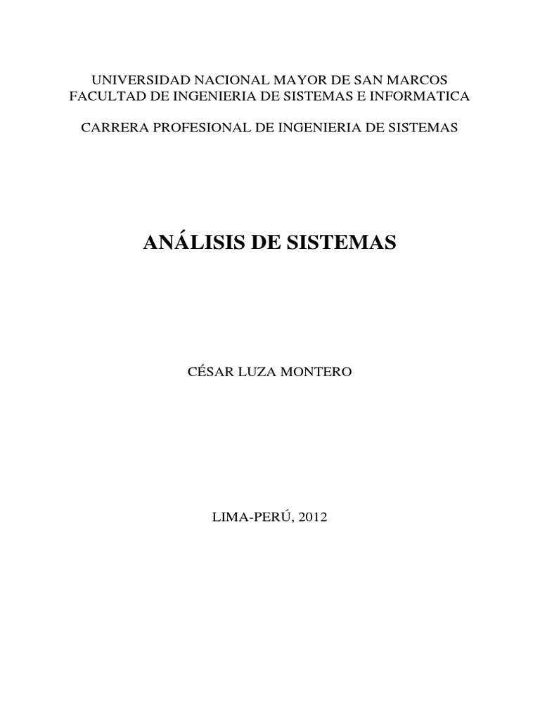 Libro De Analisis De Sistemas Unmsm Pdf Pdf Procesos De Negocio