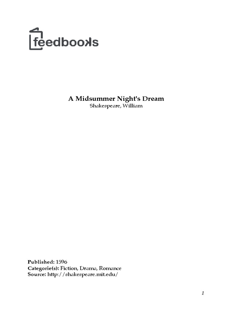William Shakespeare - A Midsummer Nights Dream | PDF | Religion ...