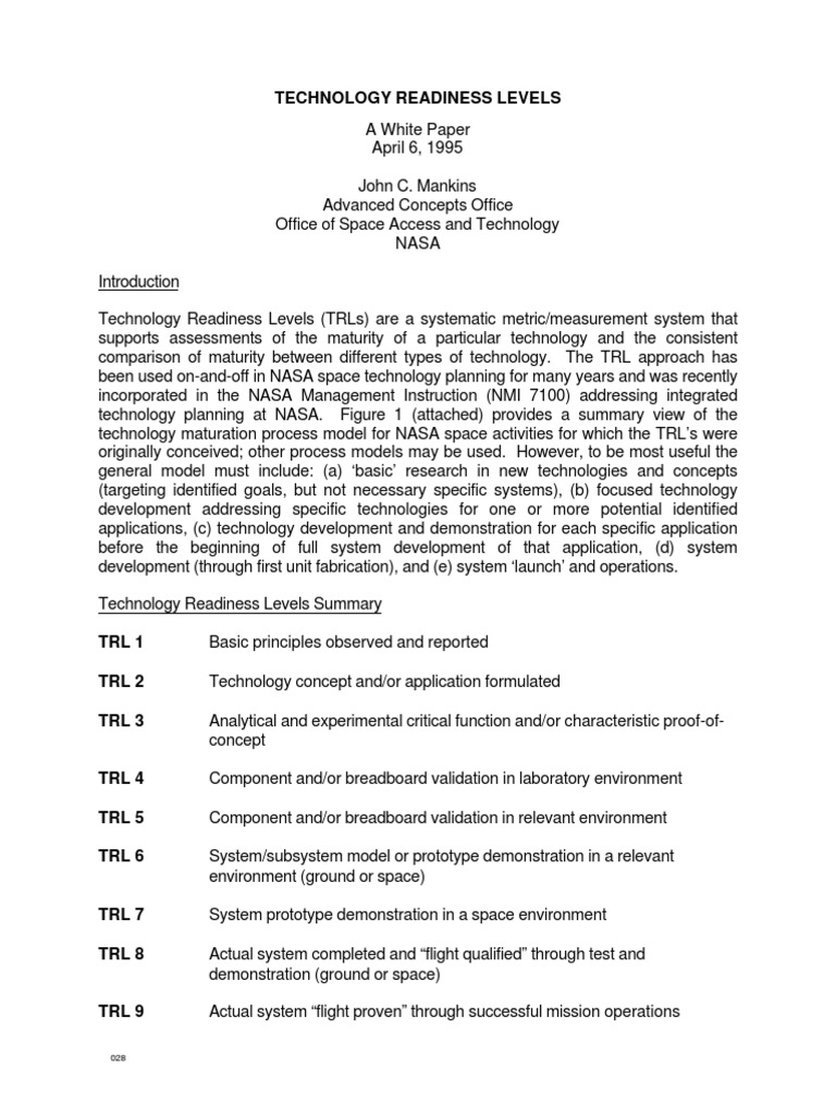 Technology Readiness Levels | Download Free PDF | Prototype ...