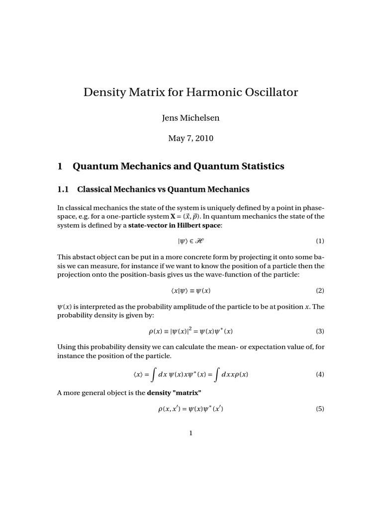 Density Matrix of Harm Osc | PDF | Wave Function | Eigenvalues And ...