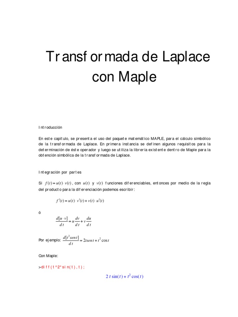 Laplace Maple | PDF | Integral | Ecuaciones