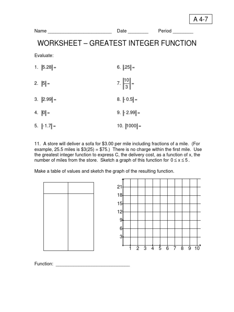 A 4-7 - Greatest Integer Function | PDF | Technology & Engineering