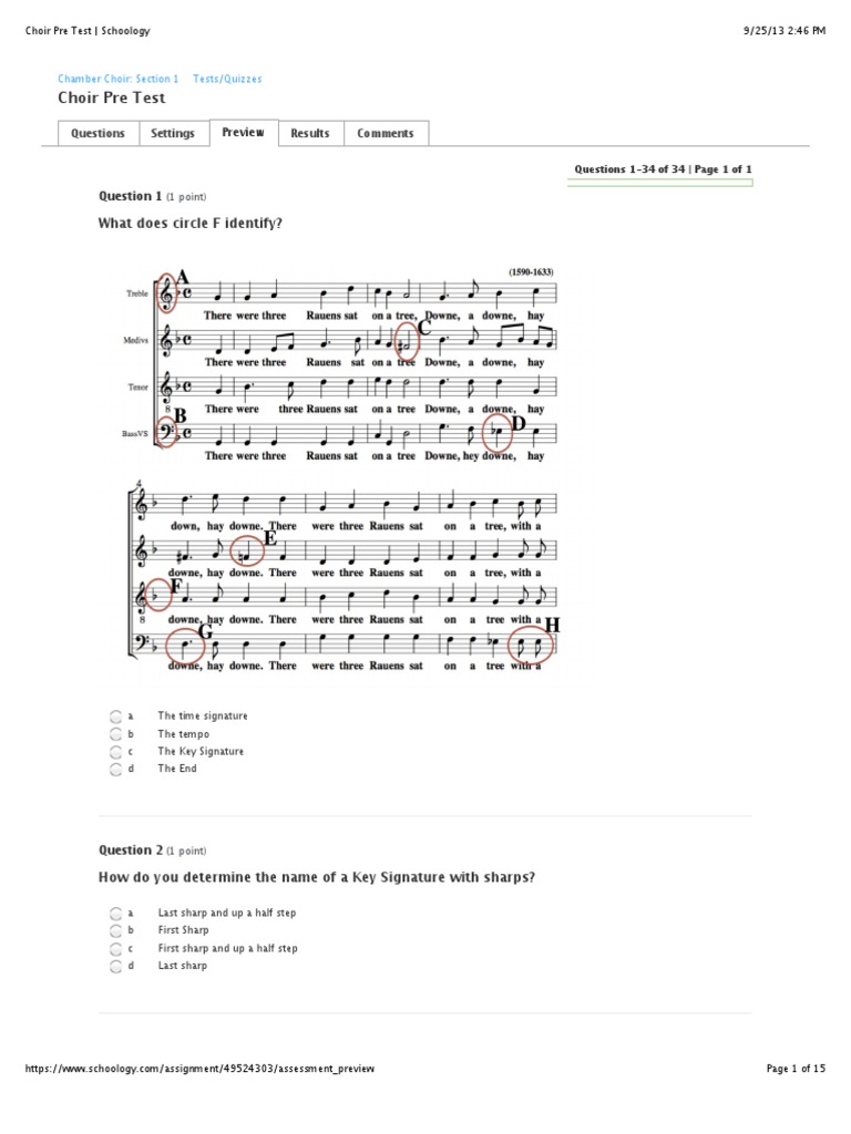 Choir Pre Test 1 | PDF | Minor Scale | Tempo