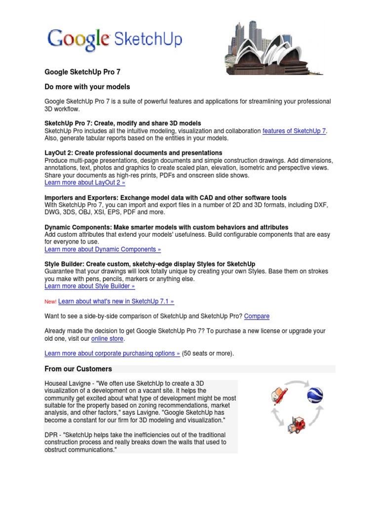 Google SketchUp Pro 7 Datasheet | PDF | Sketch Up | File Format