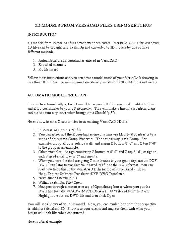Versa Cad | PDF | 3 D Modeling | Sketch Up