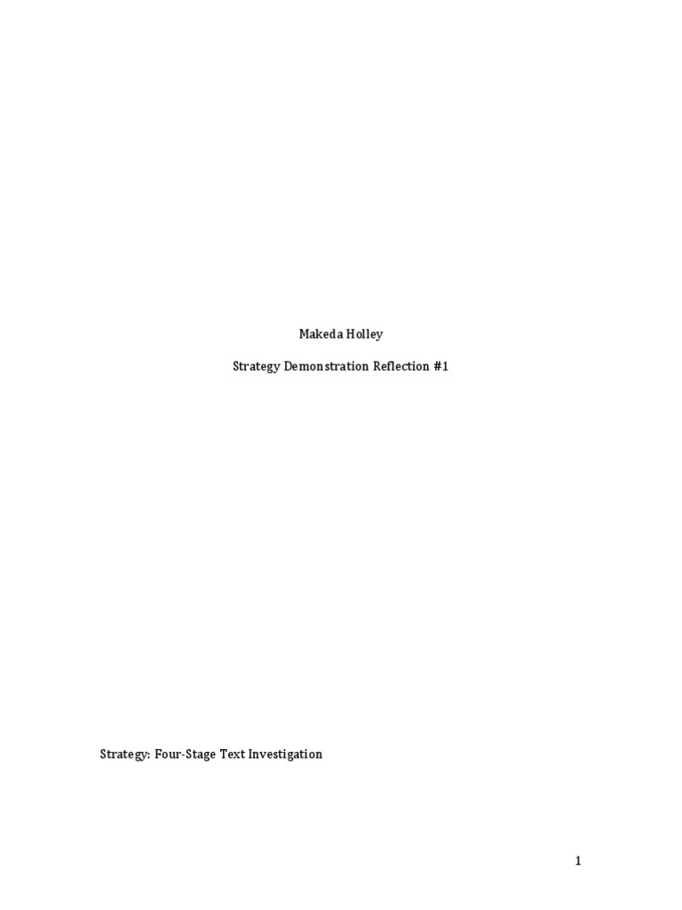 695 Holley Strategy Demonstration 1-Reflection | PDF | Reading (Process ...