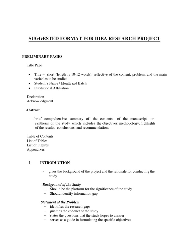 Suggested Format For Idea Research Project | PDF | Statistics | Data