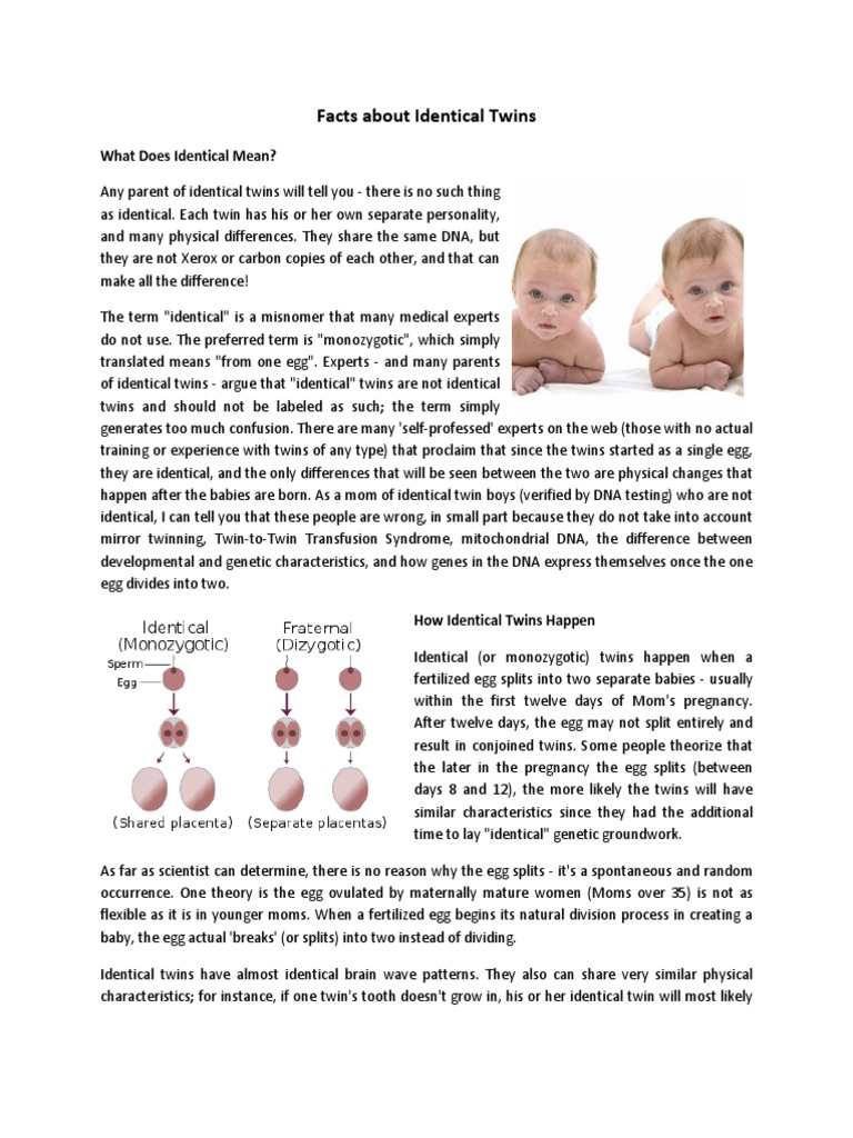 Facts About Identical Twins | Twin | Epigenetics