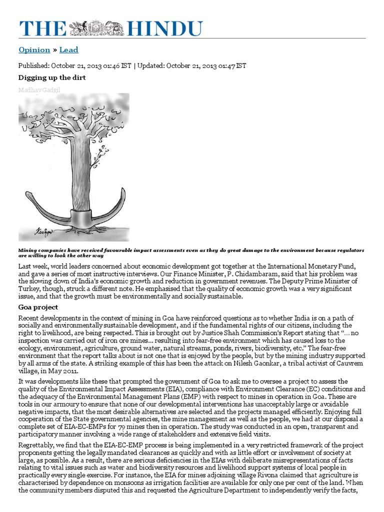 Digging Up The Dirt - The Hindu | PDF | Environmental Impact Assessment ...