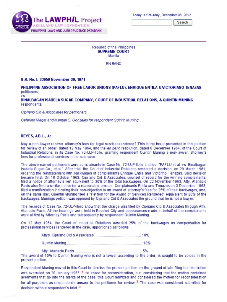 G.R. No. L-18782, Binalbagan-Isabela Sugar Co. Inc. (BISCOM) v ...