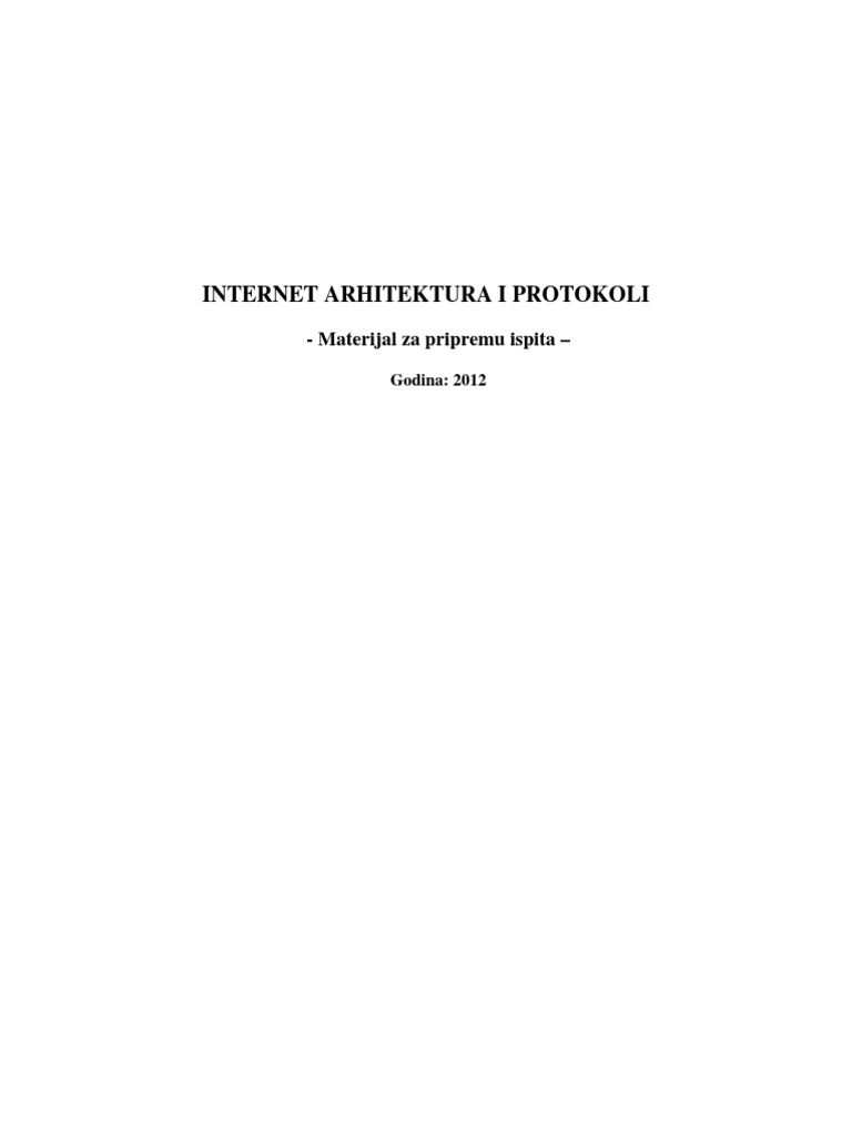Internet Arhitektura I Protokoli | PDF