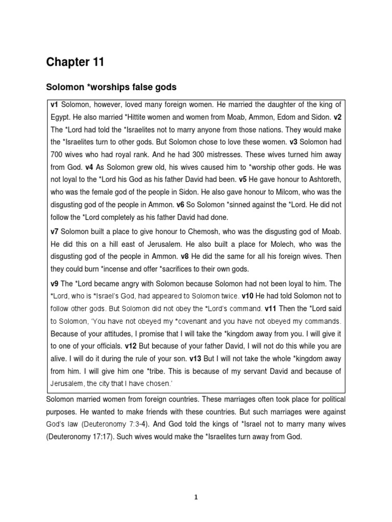 1 Kings Chapter 11 | PDF | Solomons | David