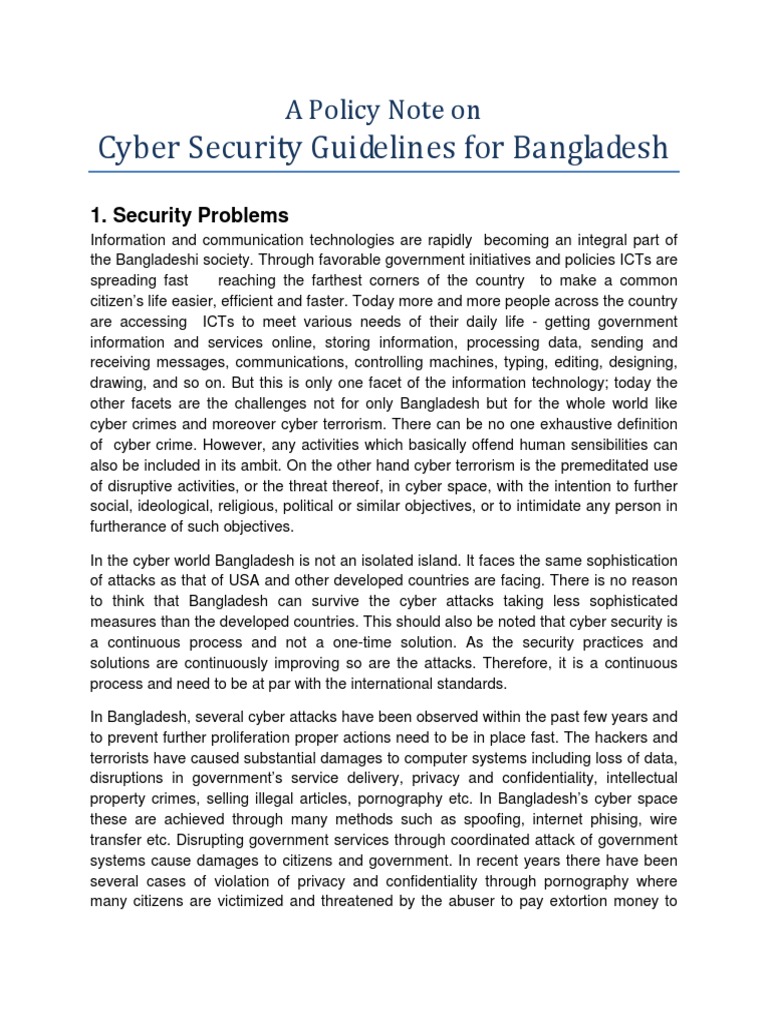 Cyber Security Policy | PDF | Information Security | International ...