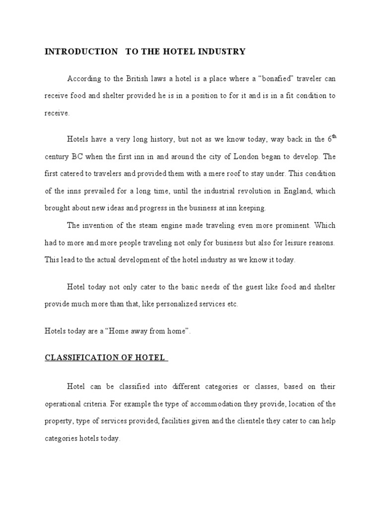 Classification Introduction To The Hotel Industry | PDF | Hotel ...