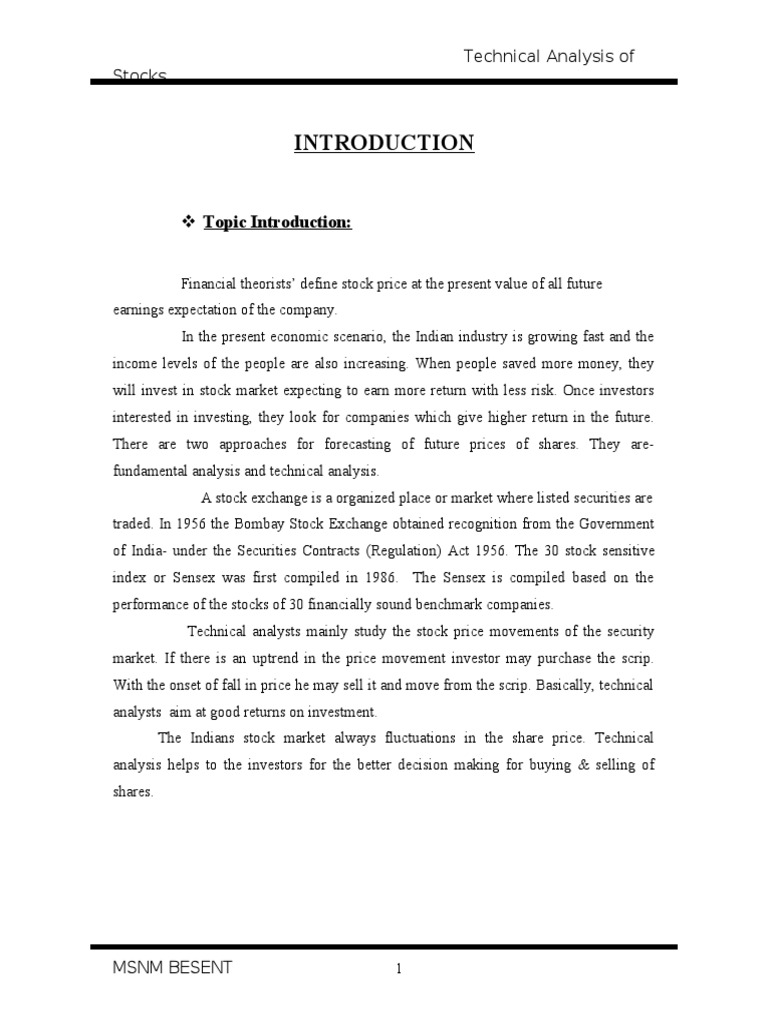 Topic Introduction:: Technical Analysis of Stocks | PDF | Technical ...