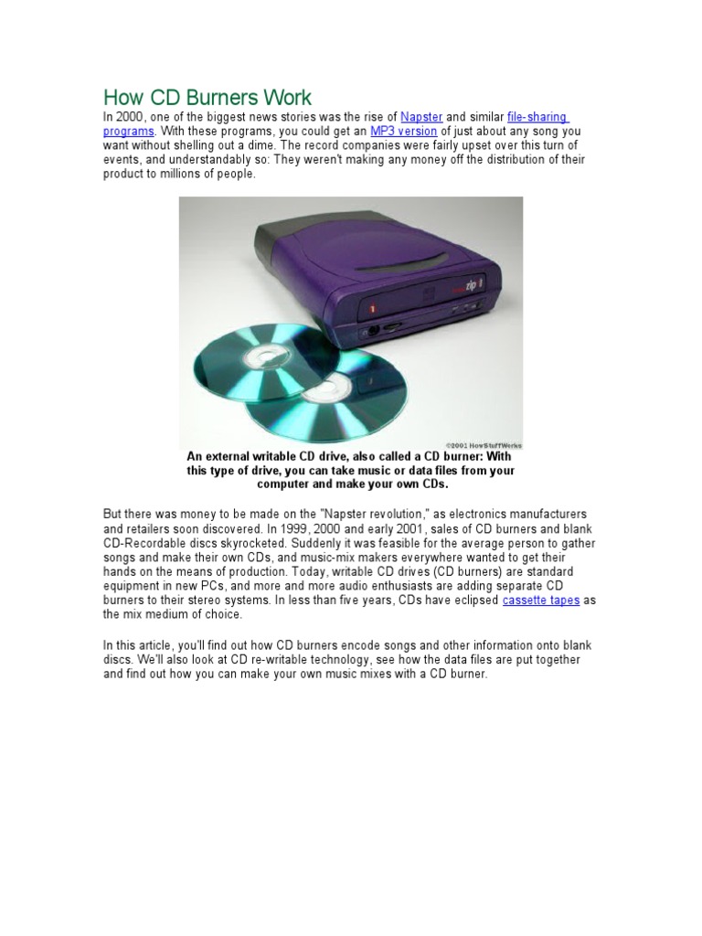 How CD Burners Work: Napster File-Sharing Programs MP3 Version | PDF ...