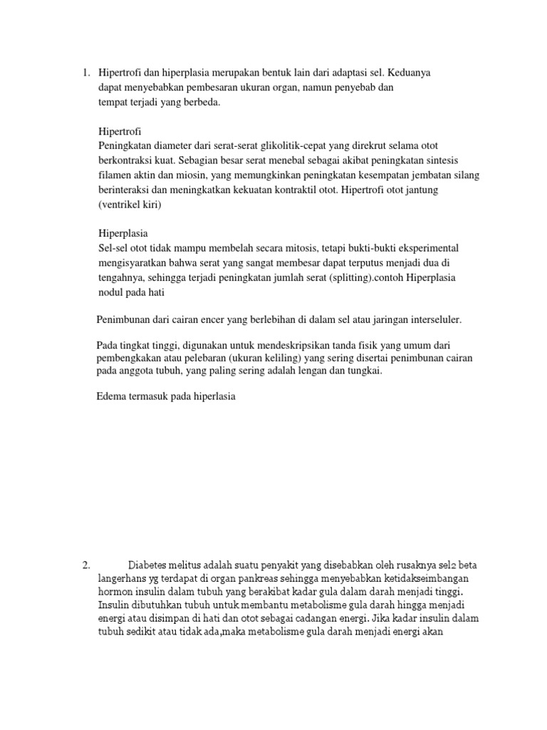 Hipertrofi Dan Hiperplasia Merupakan Bentuk Lain Dari Adaptasi Sel | PDF