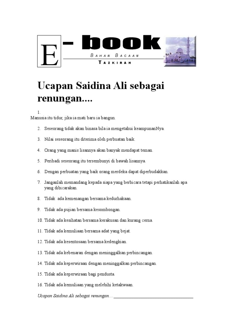 Ucapan Saidina Ali | PDF