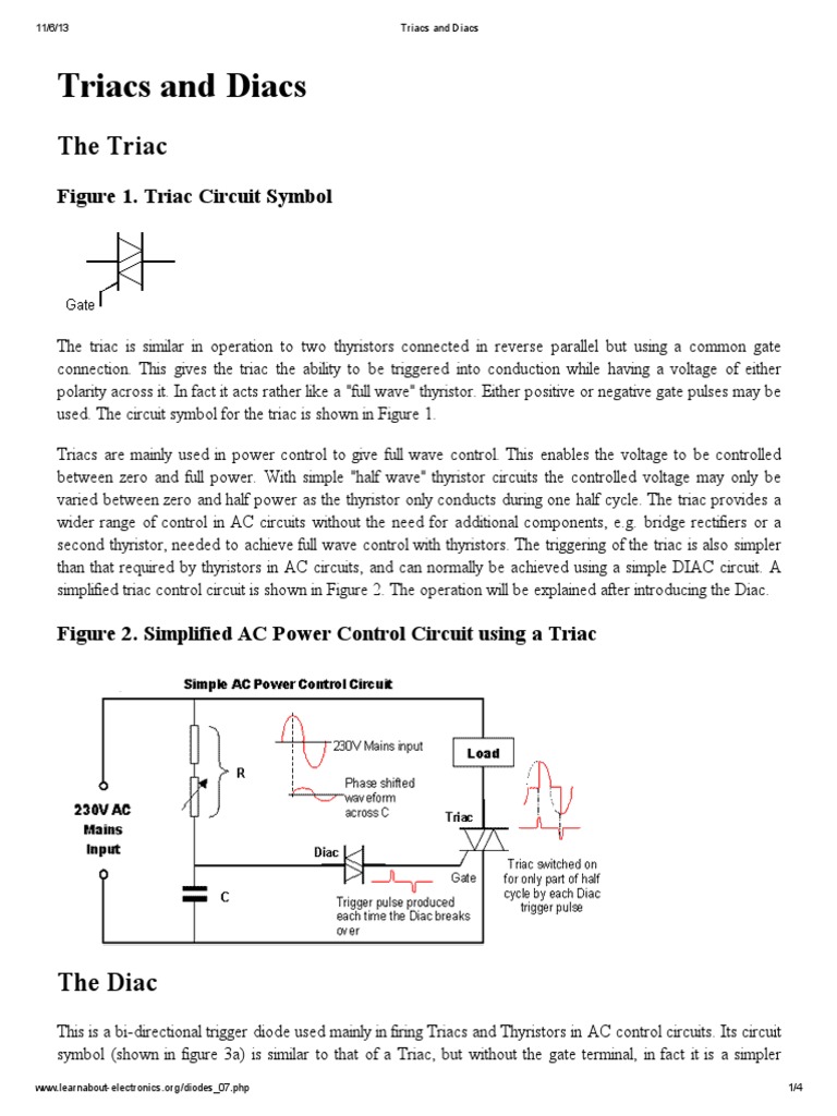 Triacs and Diacs | PDF | Electronic Circuits | Semiconductor Devices