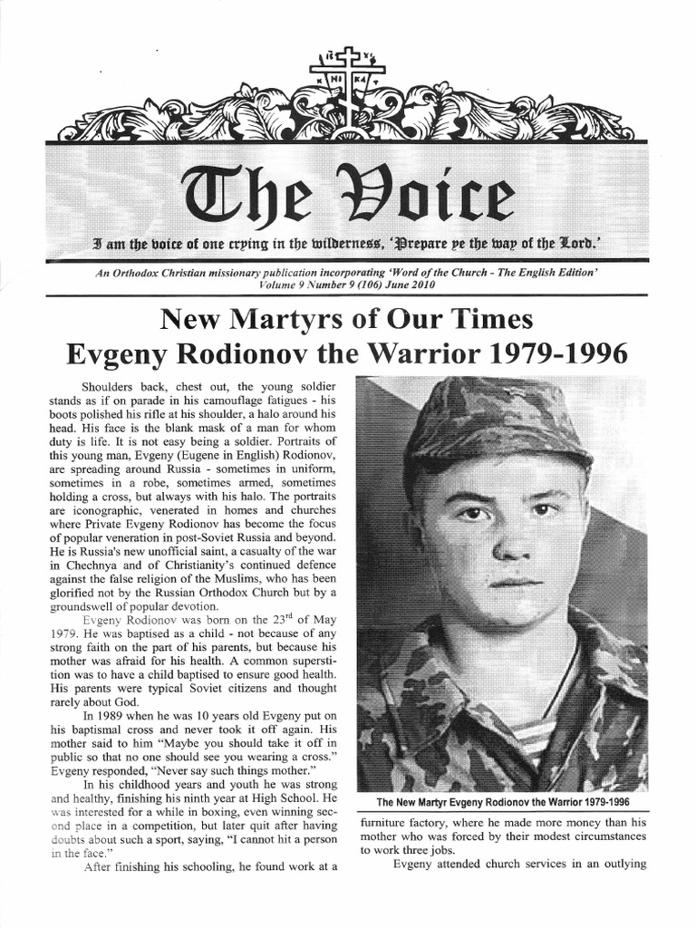 Saint-Martyr of Our Days, Evgeny Rodionov, Martyred 1996 | PDF ...