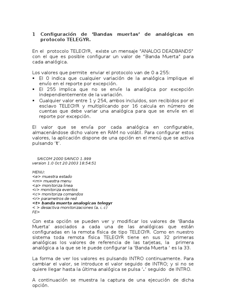 Configuración de Bandas Muertas Telegyr | PDF | Redes de computadoras ...