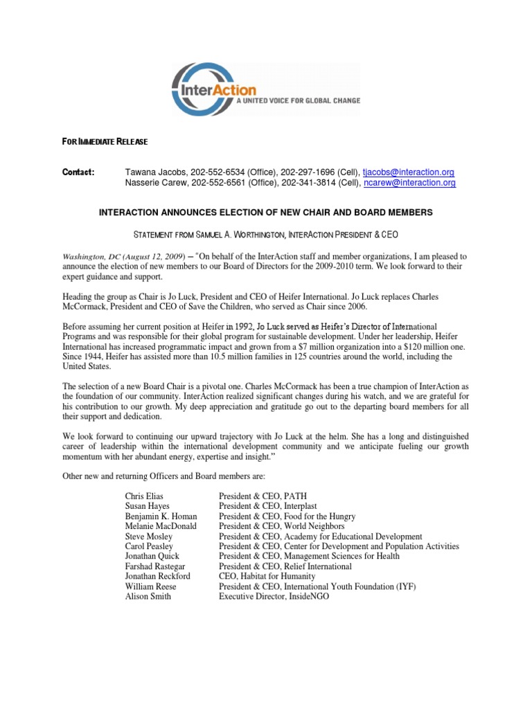 Board Chair Statement | PDF | Economies | Nature