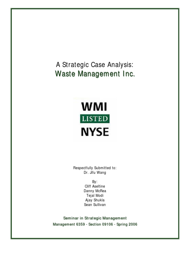 An In-Depth Strategic Analysis and Recommendations for Waste Management ...