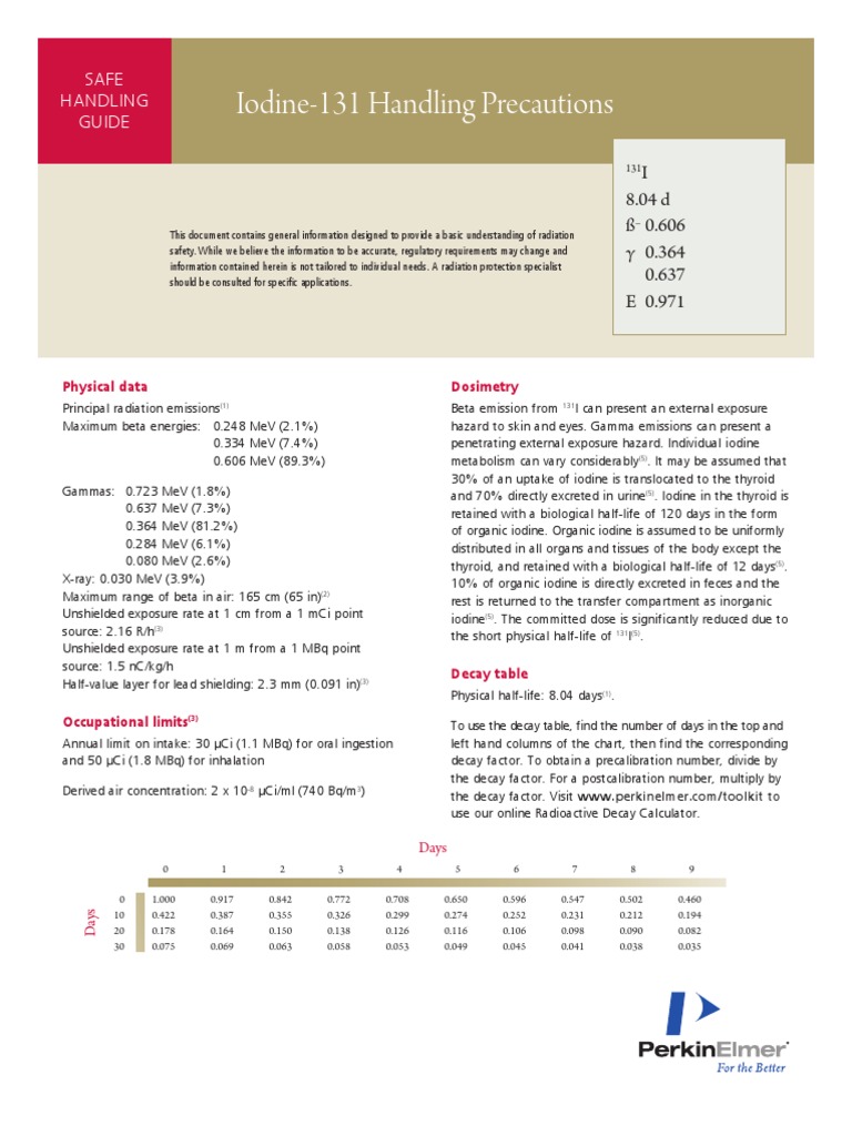 Iod 131 Handling | PDF | Radioactive Contamination | Radiation Protection
