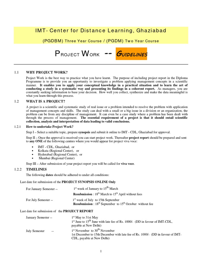 IMT Project Guidelines | Download Free PDF | Hypothesis | Survey Methodology
