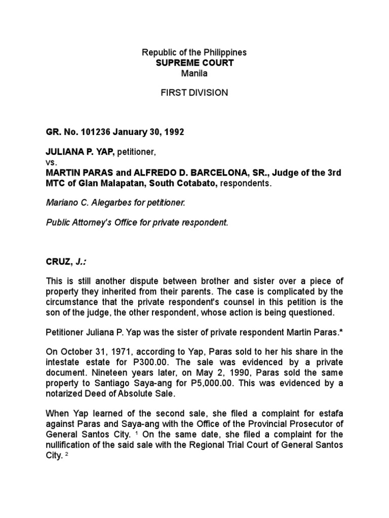 YAP Vs PARAS - PrejudicialQuestion | PDF | Lawsuit | Criminal Procedure ...