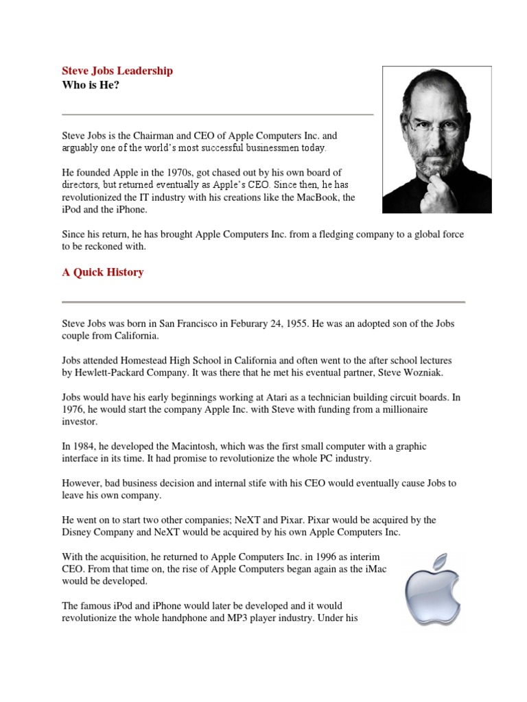 Who is He?: Steve Jobs Leadership | Steve Jobs | Apple Inc.