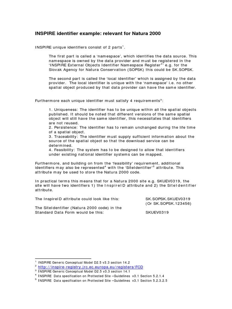 INSPIRE Identifier Example | PDF | Identifier | Namespace