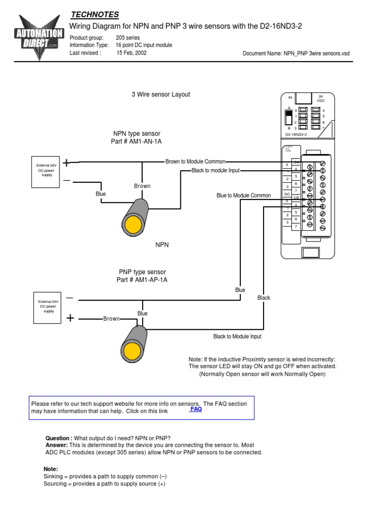 NPN and PNP 3-Wire Sensor Wiring Guide | PDF